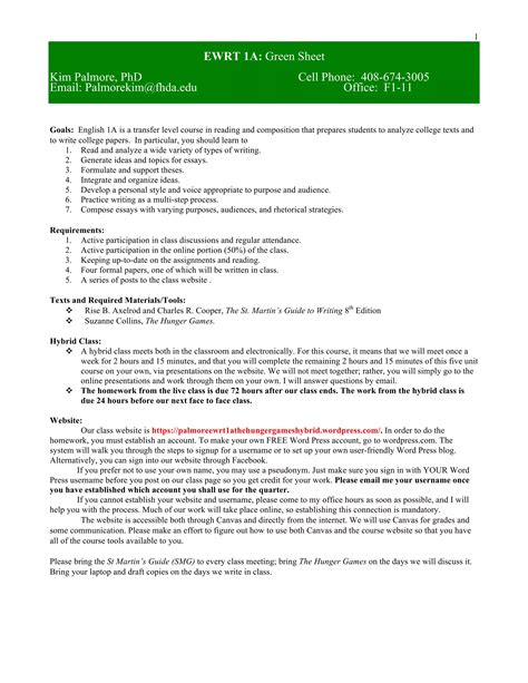Ewrt A Green Sheet PDF