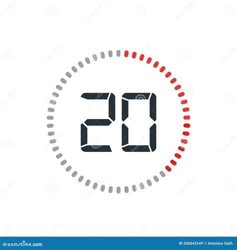 Countdown Timer With Twenty Seconds Or Minutes In Modern Style Isolated On A White Background