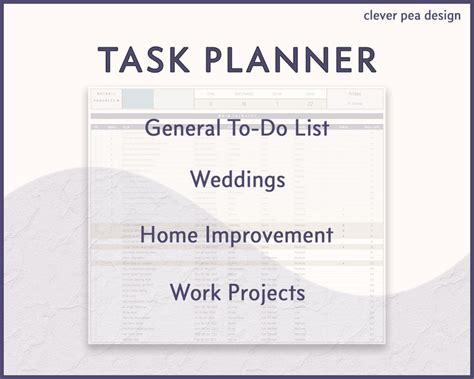 Task Planner Excel Template Digital Smart Task List Etsy
