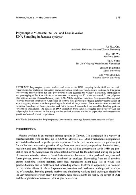 Pdf Polymorphic Microsatellite Loci And Low Invasive Dna Sampling In