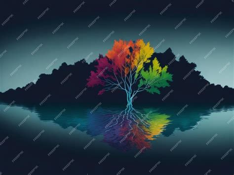 Premium Photo A Tree In Middle With Gradient Background