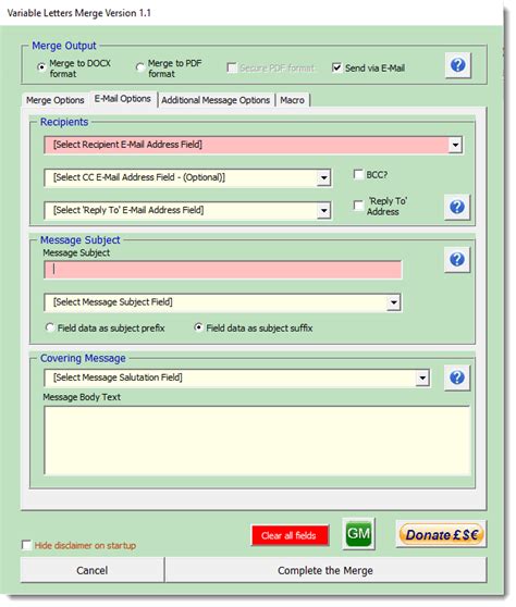Variable Document Merge