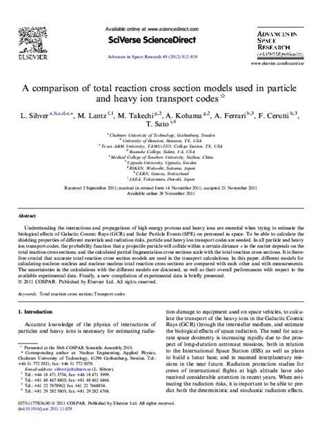 Pdf A Comparison Of Total Reaction Cross Section Models Used In Particle And Heavy Ion