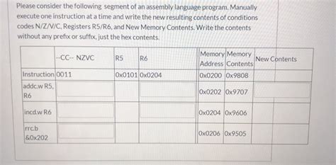 Solved Please Consider The Following Segment Of An Assembly