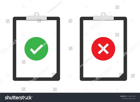 Clipboard Checklist Checkmark Cross Clipboard Checkmark Stock Vector Royalty Free