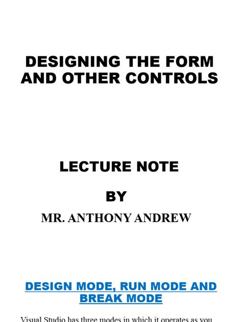 Designing The Form And Other Controlsweek Three Pdf Window Computing Button Computing
