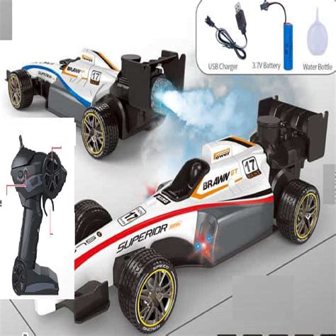 Radio Control Fast R C Speed Formula Car With Spray Light White Amazon In Toys Games