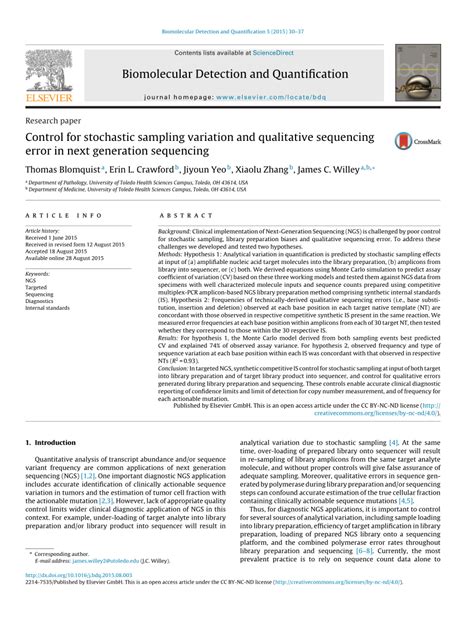 Pdf Control For Stochastic Sampling Variation And Qualitative