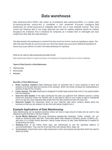 data warehouse pdf data warehouse computer data