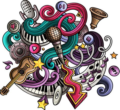 Musik Detailliert Karikatur Illustration 38014711 Png