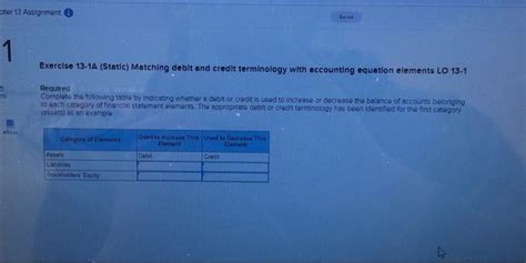 Solved Exerclse 131a Static Matching Debit And Credit