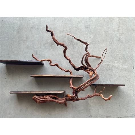 Tree Branch Floating Shelf Solid Wood Live Edge Floating Corner Wall Shelf Unique Bookcase Home