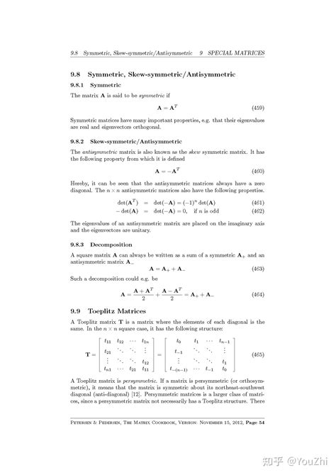 矩阵微积分公式查表 The Matrix Cookbook 知乎