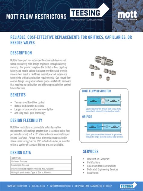 Industrial Flow Restrictors T Pdf Pressure Flow Measurement
