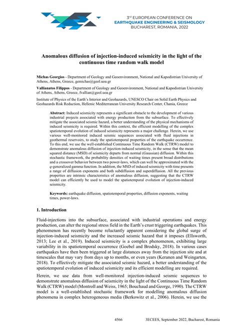 Pdf Anomalous Diffusion Of Injection Induced Seismicity In The Light