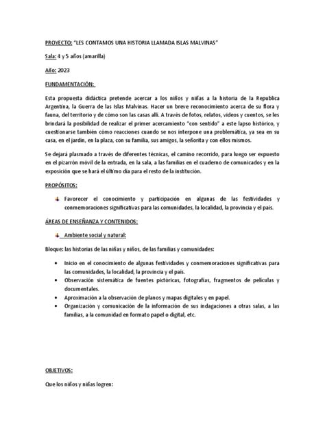 Proyecto De Las Islas Malvinas Pdf