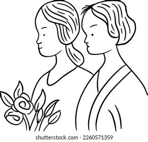 Women Unity Outline Illustration Stock Vector Royalty Free Shutterstock