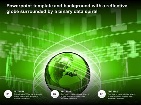 Powerpoint Template With A Reflective Globe Surrounded By A Binary Data