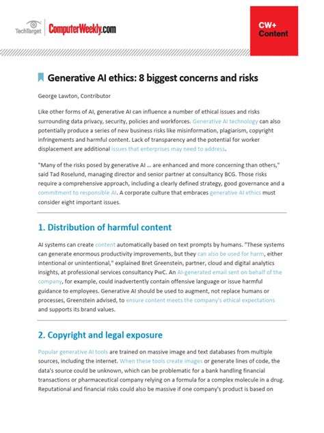 Generative Ai Ethics 8 Biggest Concerns And Risks Pdf Artificial