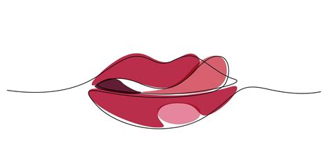 Woman Sexy Lips Licking One Line Drawing 34941677 Vector Art At Vecteezy