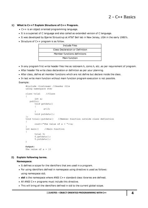2140705 Object Oriented Programming With C Notes Pdf Units 2 1