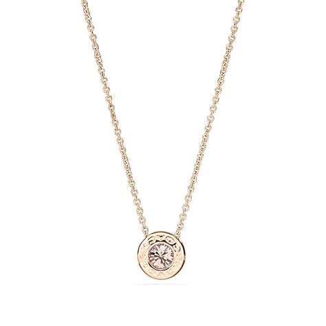 Coach Open Circle Stone圓形單鑽項鍊玫瑰金 Pchome 24h購物