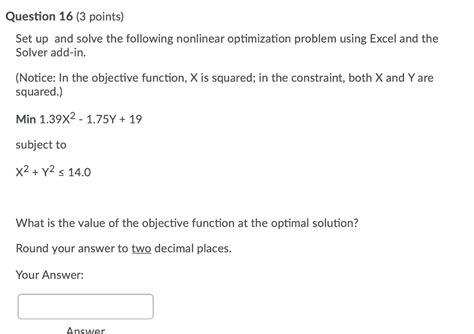 Solved Question Points Set Up And Solve The Following Chegg