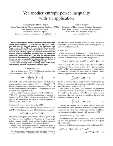 Pdf Yet Another Entropy Power Inequality With An Application