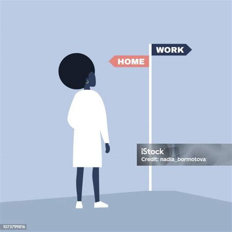 젊은 흑인 여성 전문 경력과 가족 사이 선택을 푯 말 표시 반대 방향 탐색 결정 만들기입니다 평면 편집 가능한 벡터 일러스트 레이 션 클립 아트 Z세대에 대한 스톡 벡터