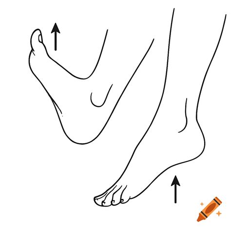 Black And White Line Drawing Of Bare Feet Illustrating Dorsiflexion And