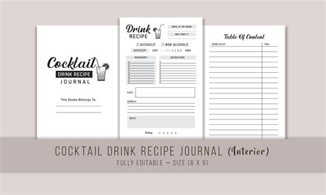 Cocktail Drink Recipe Journal Template 15575427 Vector Art At Vecteezy