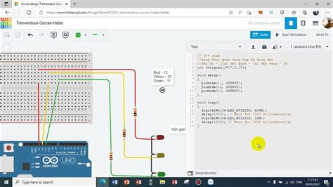 Hướng Dẫn Lập Trình đèn Xanh Vàng đỏ Trụ đèn Giao Thông Trên Tinkercad Youtube