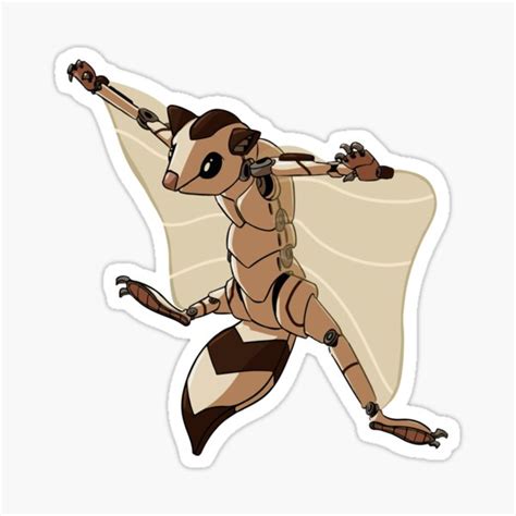 Flying Squirrel Robot Sticker For Sale By Jartcore Redbubble