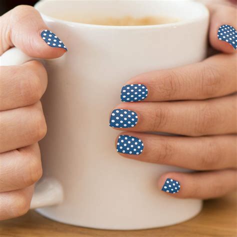 Preppy Blue And White Polka Dots Minx Nail Art Zazzle Minx Nails Blue Nails Polka Dot Nails