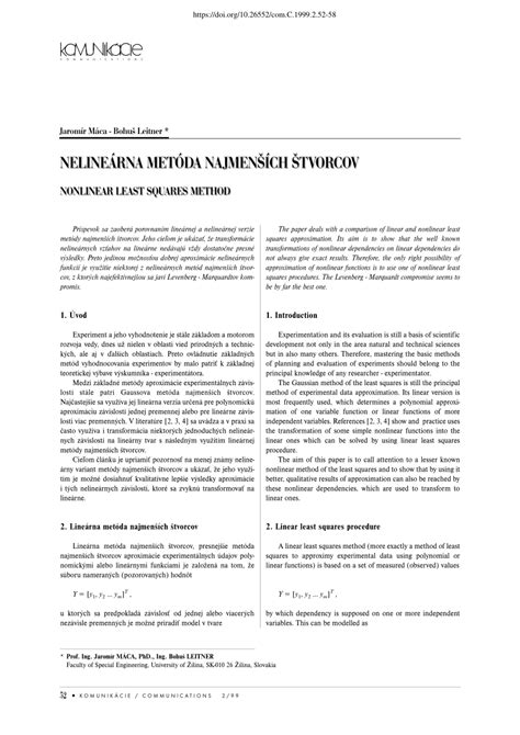 PDF Nonlinear Least Squares Method