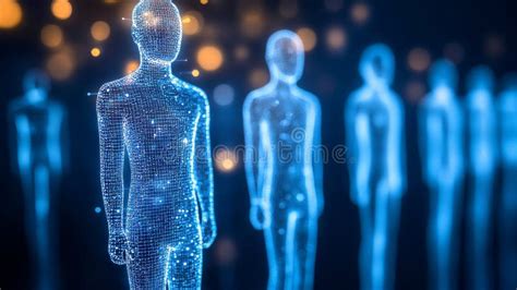 Network Of Interconnected Digital Human Figures Representing Global