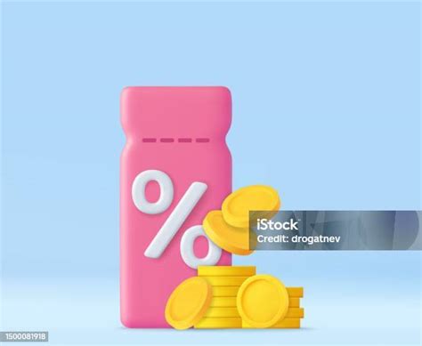 퍼센트 기호와 동전이있는 3d 쿠폰 3차원 형태에 대한 스톡 벡터 아트 및 기타 이미지 3차원 형태 가격 개념 Istock