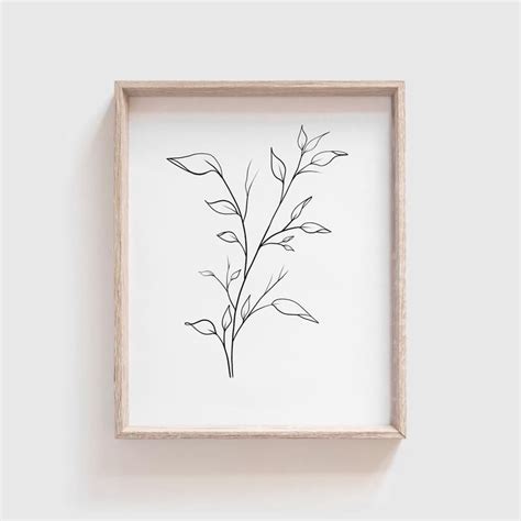 Black And White Botanical Prints Download Wall Art Printable Etsy