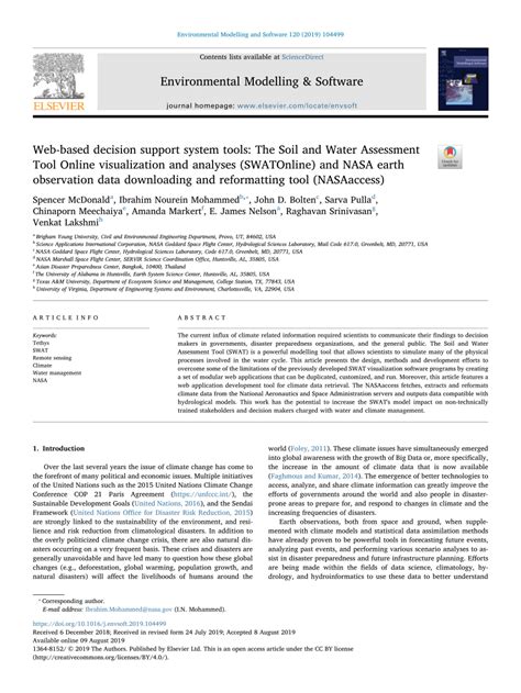 Pdf Web Based Decision Support System Tools The Soil And Water