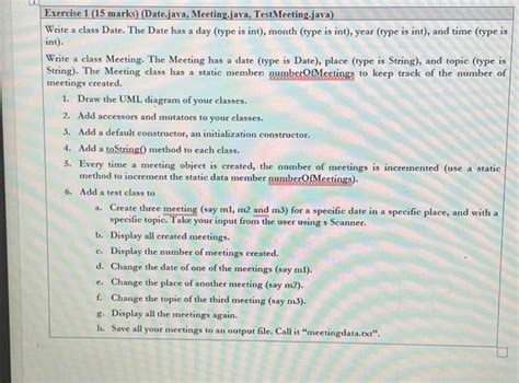 Solved Exercise 1 15 Marks Datejava Meetingjava
