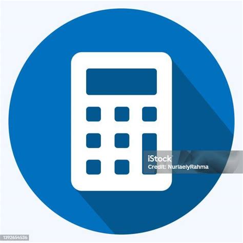 아이콘 계산기 모바일 앱 기호에 적합합니다 긴 그림자 스타일 편집 가능한 간단한 디자인 디자인 템플릿 벡터 간단한 기호 그림 0