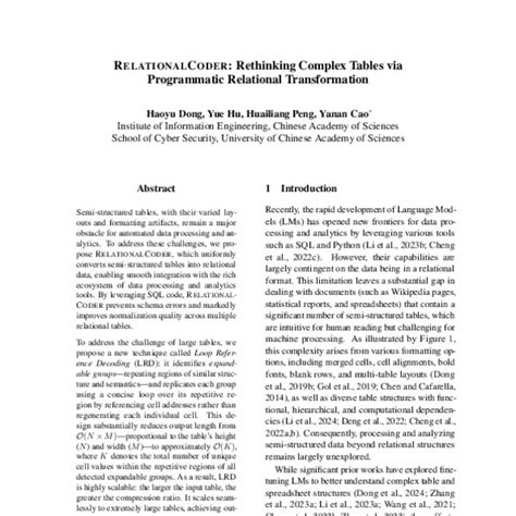 Relationalcoder Rethinking Complex Tables Via Programmatic Relational Transformation Acl