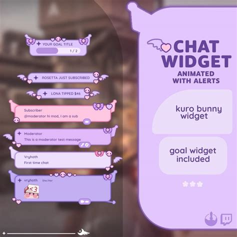 P2u Kuro Pink Purple Chat Widget Goal Kawaii Bunny Kitty White Cute