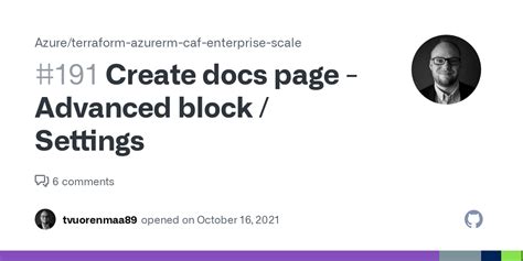 Create Docs Page Advanced Block Settings · Issue 191 · Azure