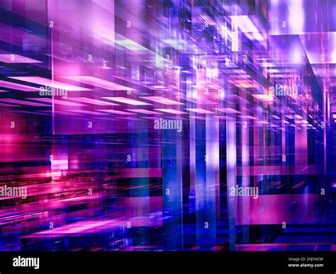 Blue And Violel Glass Blocks With Perspective Effect Abstract 3d