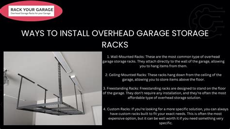 Ppt Ways To Install Overhead Garage Storage Racks Powerpoint