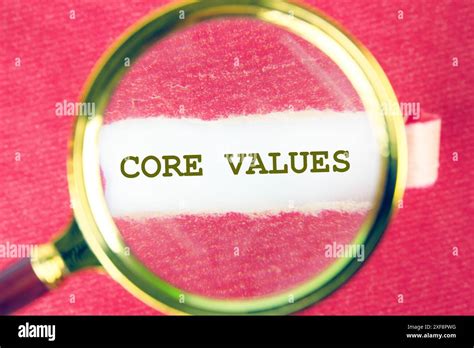 Core Values Symbol Concept Words Business Value Concept Core Values Through A Magnifying