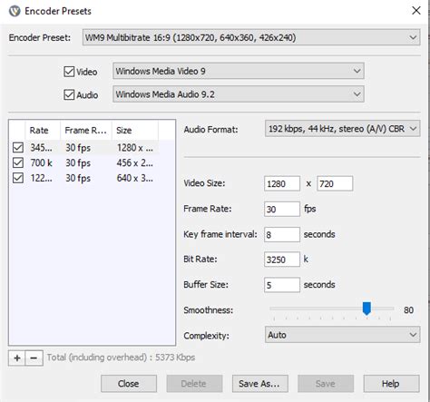 Modifying Windows Media Encoder Presets