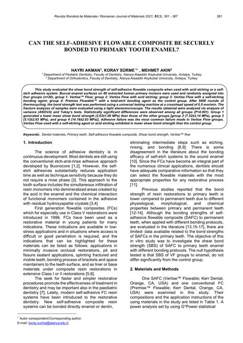 Pdf Can The Self Adhesive Flowable Composite Be Securely Bonded To Primary Tooth Enamel