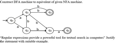 Solved Construct Dfa Machine To Equivalent Of Given Nfa Machine
